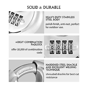 Combination Lock, CINCINNO Stainless Steel Discus Padlock Combination,Heavy Duty Disc Combo Lock for Storage Unit,Trailer,Garage,Shed (2 Pack)