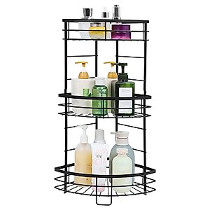 FAGIGY Corner Shower Caddy,3 Tier Shower Organizer Stand,Metal Corner Shelf Baskets for Bathroom,Living Room,Kitchen,Rustproof - Black