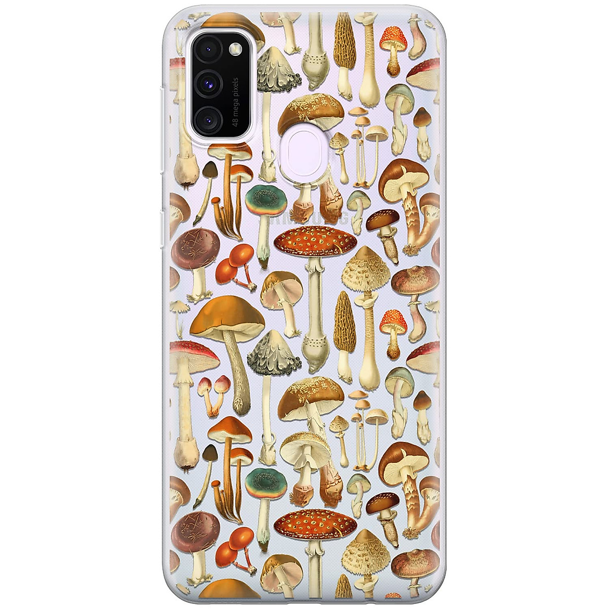 Cavka Phone Case Compatible with Samsung Galaxy A73 A72 5G A71 A54 A52 A42 A34 A32 A14 A11 Slim Botanical Vintage Fungus Amanita Cute Lightweight Transparent Autumn Forest Mushrooms Cover Design