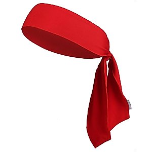 Tough Headwear Tie Headband for Men - Tennis Headband for Women, Sweat Band for Workout, Running, Football, Basketball, Athletics - Red