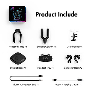 AMVR RGB Stand Holder Compatible with Oculus/Meta Quest 3/Quest 3S/Quest 2/Quest Pro/Pico 4/PSVR 2, Vertical VR Headset Charging Dock, Colorful Breathing Light