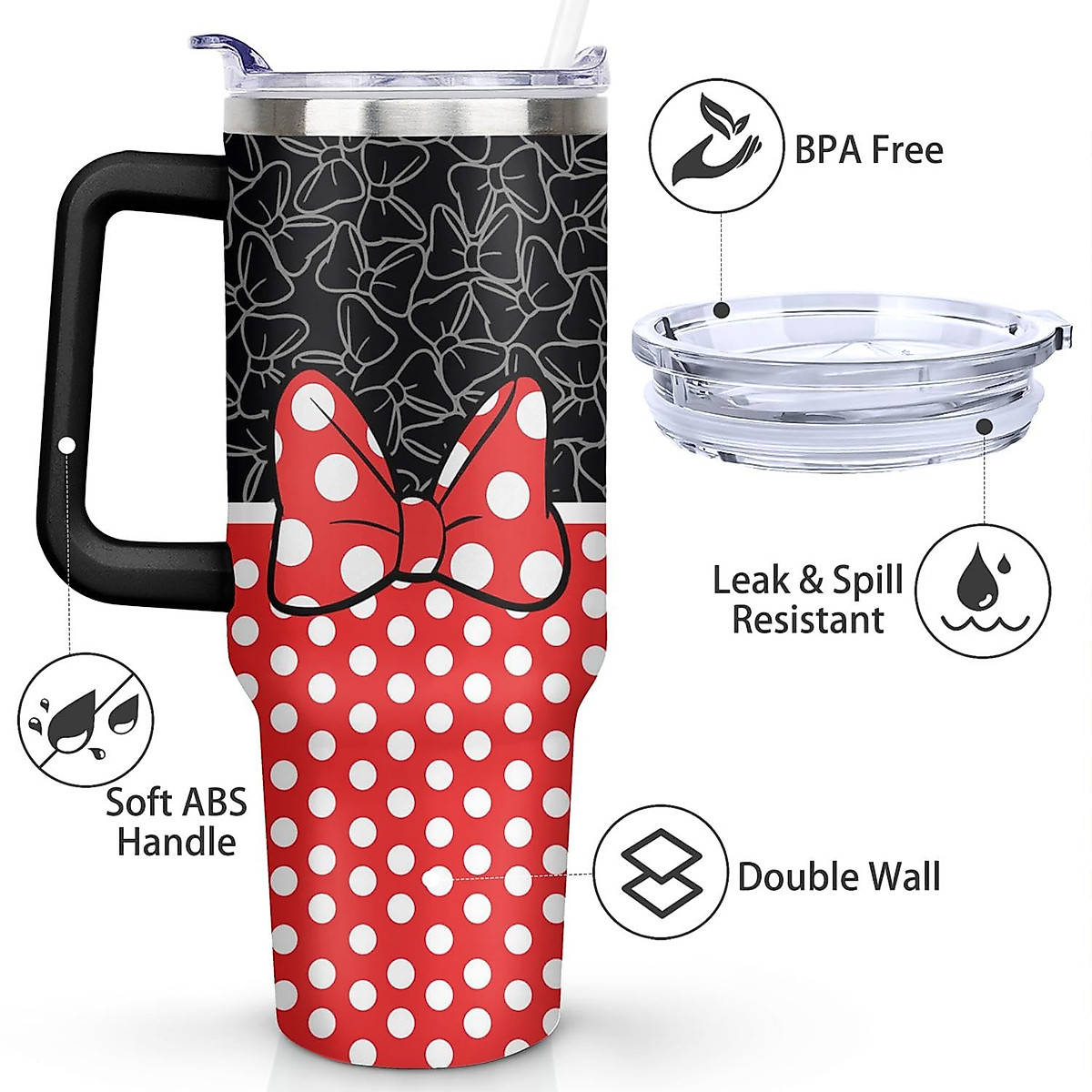 Sunmdecor 40 Oz Tumbler with Handle and Silicone Straws,Coffee Insulated Tumbler with Handle,40oz tumbler with handle