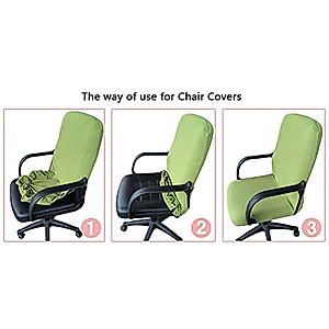 Trycooling Modern Simplism Style Chair Covers Cotton Office Computer Stretchable Rotating Chair Cover (Medium, Black)