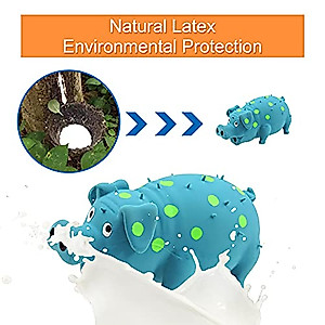 Andiker Dog Squeaky Toy, Dots Latex Dog Chew Toys with a Oinks Sound Squeaker Grunting Pig Dog Toy Durable Self Play 8" Dog Squeeze Toy for Dental Biting Chasing to Kill Boring Time (Blue)