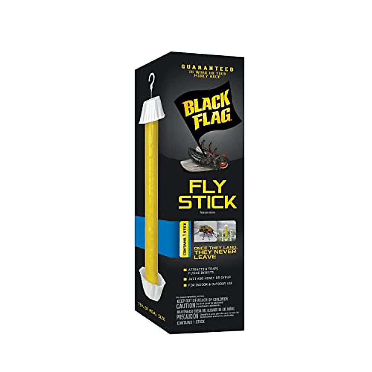 Black Flag Fly Stick, Trap Houseflies and Flying Insects, Pack of 6