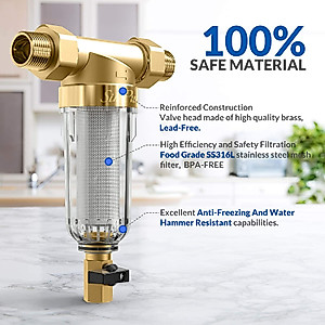 SimPure Whole House Water Filtration System, Big Filter Housing Blue for Whole Home Water Filtration, with 10" x 4.5" CTO Filter