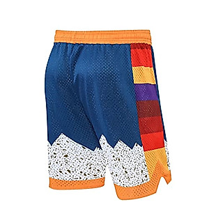 BOOMLEMON Men's Basketball Shorts Hip Hop Workout Athletic Shorts Mesh Print Running Short Pants(Blue XL)