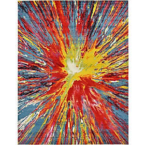 Unique Loom Lyon Collection Modern Abstract Tie-Dye Fireworks Area Rug, 9 x 12 Feet, Multi/Blue