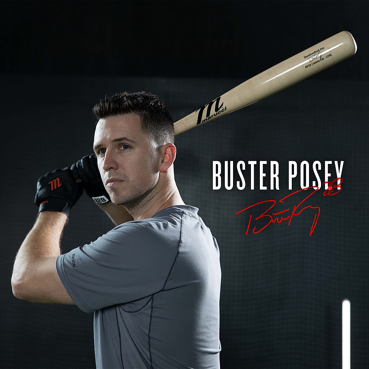 Marucci Buster Posey POSEY28 Maple Pro Model Maple Wood Baseball Bat, Whitewash, 34"