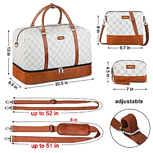 IBFUN Overnight Bags for Women, Large Travel Duffel garment Bag for Women with Shoes Compartment, Carry on Bag for Airplanes Men Leather Travel Business Essential Toiletry Gift 3Pcs