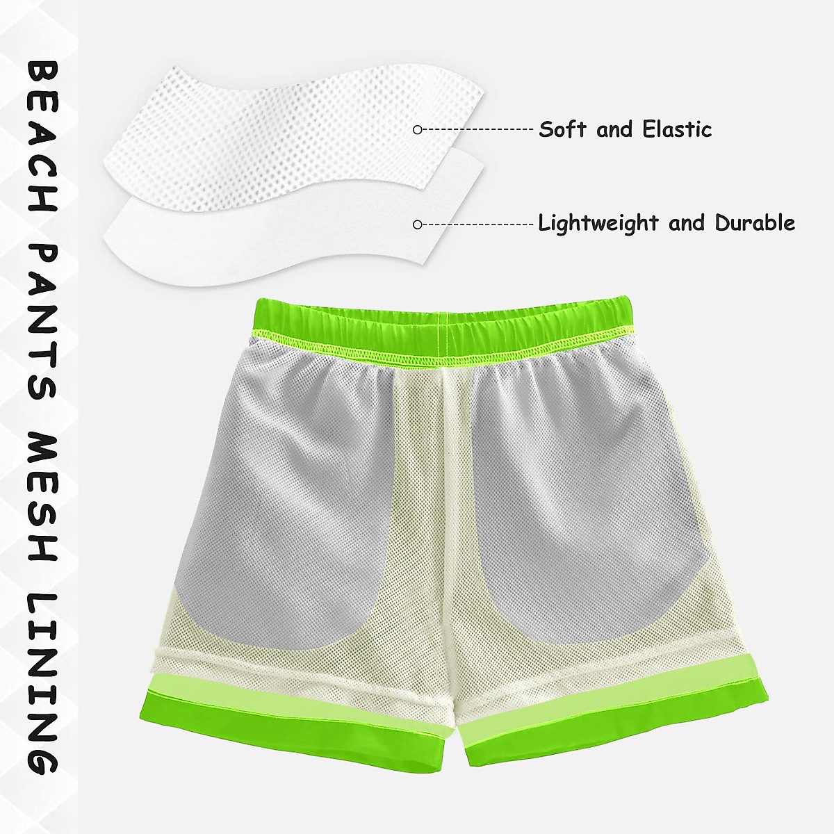 Fluorescent Green Boys Swim Trunks Summer Drawstring Toddler Swim Board Shorts Quick Dry Little Boys Bathing Suit Beach Hawaii Vacation 2 Years