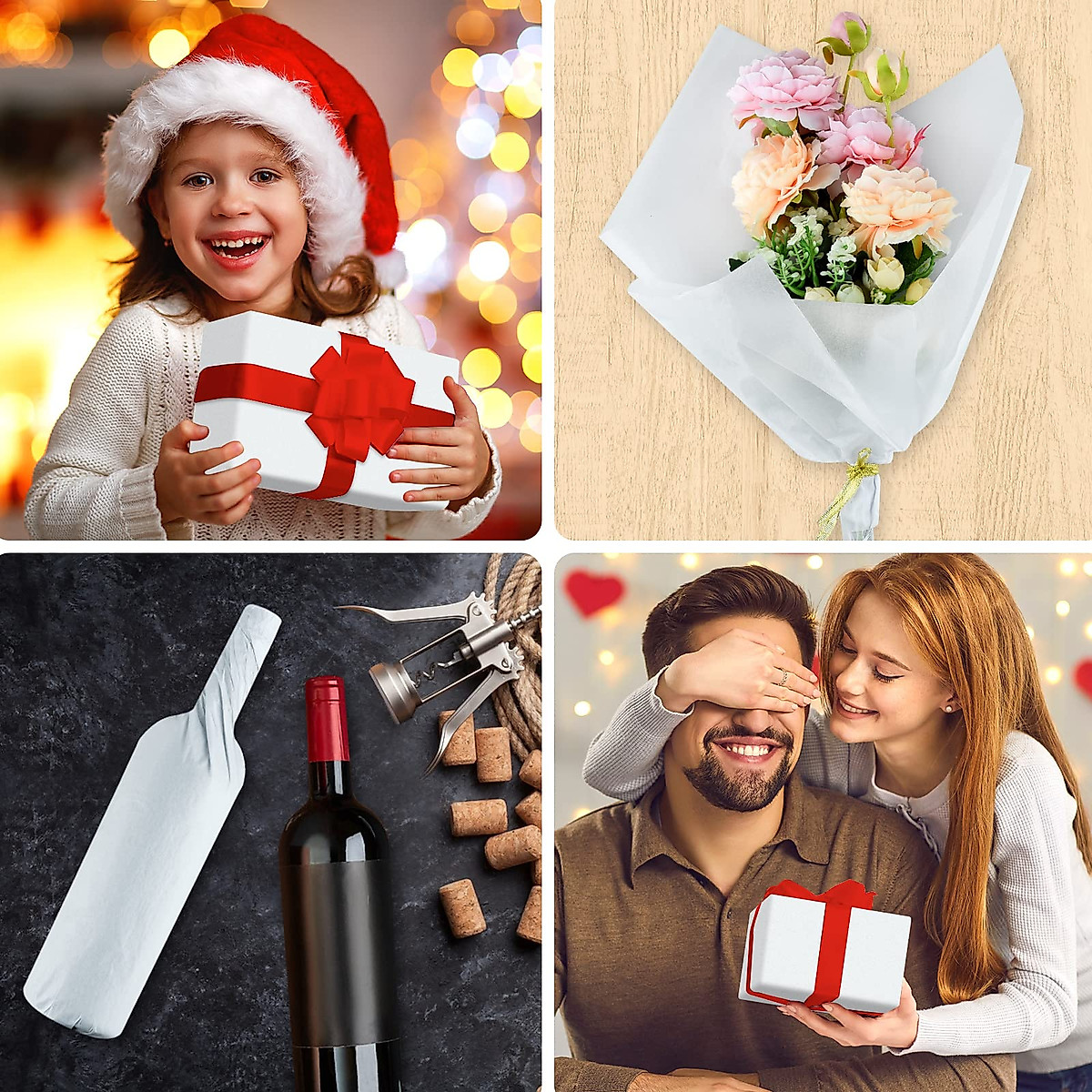 NEBURORA 60 Sheets White Tissue Paper Bundles 120 Sheets Brown Tissue Paper for Gift Wrap Filler Flower Art Crafts DIY Birthday Christmas Wedding Decor