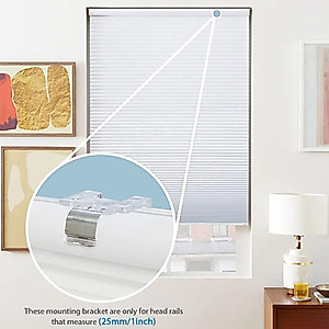 homfanseec 4pcs Cordless Shade Bracket, Mounting Bracket with Metal Clip, Mini Mounting Bracket Clips for 1" (25MM) Pleated Shades Cordless Blinds Headrail & Cordless Honeycomb Cellular(as Shown)