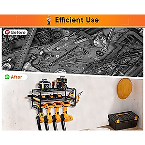 Power Tool Organizer, Garage Storage Wall Mount with 2 Pc Shelves/Heavy Duty Garage Organizers/Utility Rack for Screwdriver Pegboard Shed Workshop Cordless Drill Holder/Dad & Husband Garage Gifts
