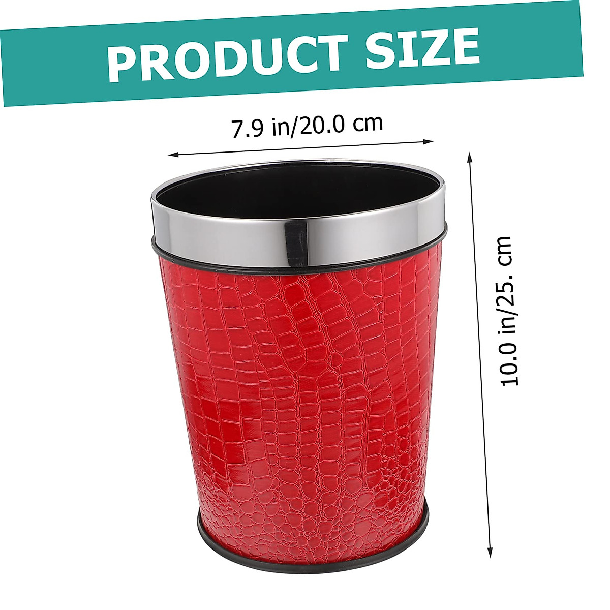 Leather Trash Bin Chinese Trash Can Retro Trash Can Office Trash Cans Kids Trash Can Trash Bin Bathroom Retro Style Trash Can Red Plastic, Leather Wastebasket Stainless Steel Ring