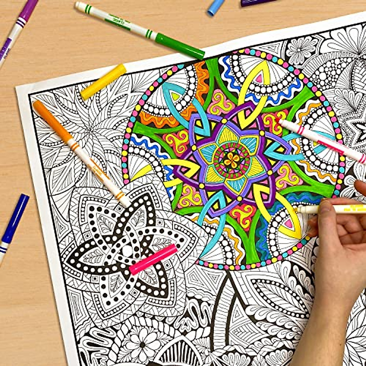 Stuff2Color Giant Coloring Poster Mandala Madness for Kids and Adults - Great for Family Time, Girls, Boys, Arts and Crafts, Adults, Care Facilities, Schools and Group Activities (1 Pack)