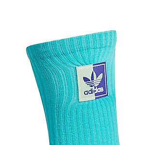 adidas Originals Men's Mixed Graphics Cushioned Crew Socks (3-Pair), Semi Mint Rush Green/Purple/Active Gold, Large