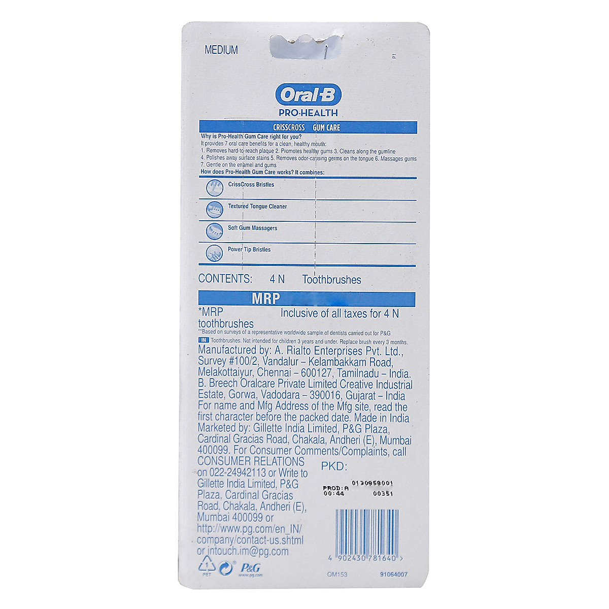 Oral-B Pro-Health Gum Care Toothbrush, Medium, (Buy 2 Get 2 Free)