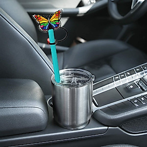 Silicone Butterfly Straw Cover Cap 10 Pcs Reusable Drinking Straw Tips Lids Cute Straw Topper Dust-Proof Straw Plugs for 1/4inch(6-8mm) Straw Tips For Outdoor Home Kitchen Party Decor (Butterfly)