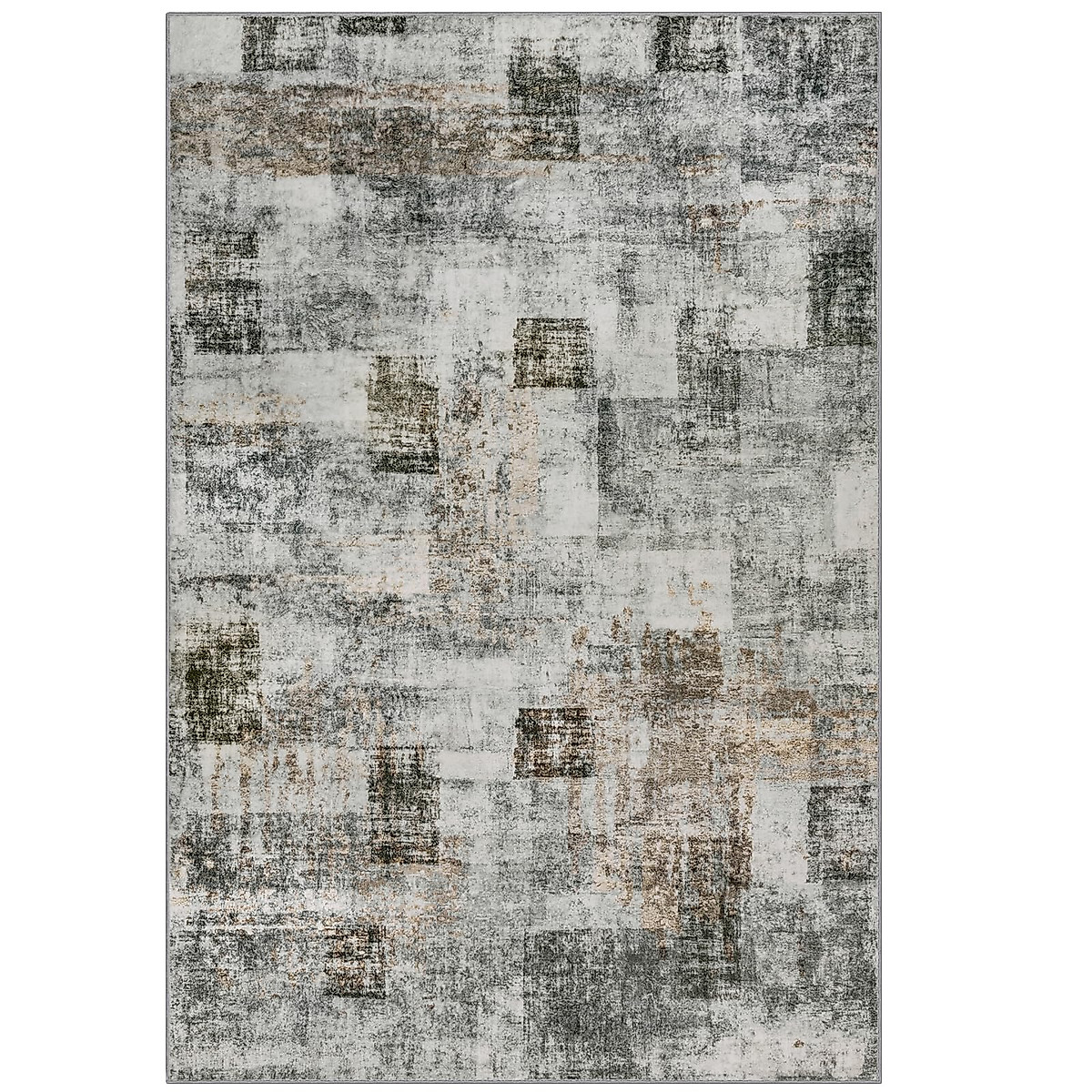Area Rug Living Room Rugs 8x10 Washable: Soft Modern Abstract Fluffy Rug with Non-Slip Backing, Indoor Plush Throw Rug Large Accent Carpet for Bedroom Dining Room Nursery - Gray
