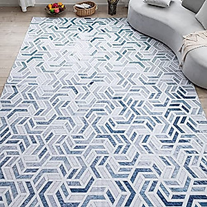 DECOMALL Coronado 8x10ft Area Rugs, Modern Geometric Faux Cowhide Patchwork Rug, Machine Washable Non Slip Carpet for Living Room Bedroom Dinning Room,8x10ft Multi
