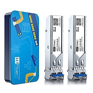 2 Pack 1.25Gb Singlemode Module with 20m OS2 LC to LC Fiber Cable, 1000BASE-LX/LH Compatible for Netgear AGM732F, Ubiquiti,Mikrotik, Intel, D-Link and More