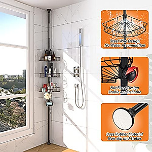 YeYeBest Shower Organizer Caddy, Home Decor Organization And Storage 39-125 Inch for Bathroom Corner Shelves Rack Countertop Adjustable with Tension Pole