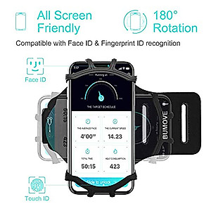 BUMOVE Running Armband for iPhone 15 14 13 12 Pro Max Plus, Samsung Galaxy S24 S23 S22 Ultra Note,Fits All 4-6.7 Inch Smart Phones, with Key Holder Arm Band (Black)