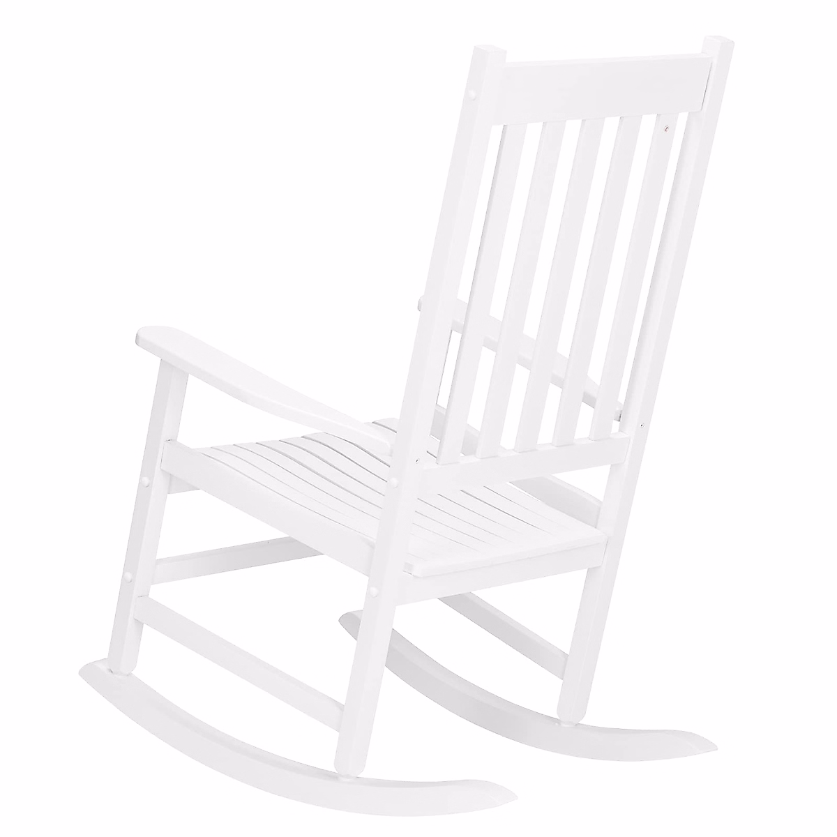 White Outdoor Rocking Chairs, Patio Rocking Chairs, Rocking Chair Wooden Frame Chair Indoor and Outdoor Rocker Porch Rocker for Garden Lawn Balcony Backyard and Patio Porch 24.41"L x 33.86"W x 46.06"H