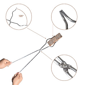 Stainless Steel Fire Pit Tool,Fire Poker and Tongs for Fire Pit Campfire Firewood Log,Fire Poker Set Stick for BBQ Grill,Patio Picnic