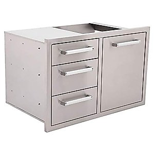 WHISTLER 32-Inch Stainless Steel Triple Drawer & Double Trash Can Drawer Combo