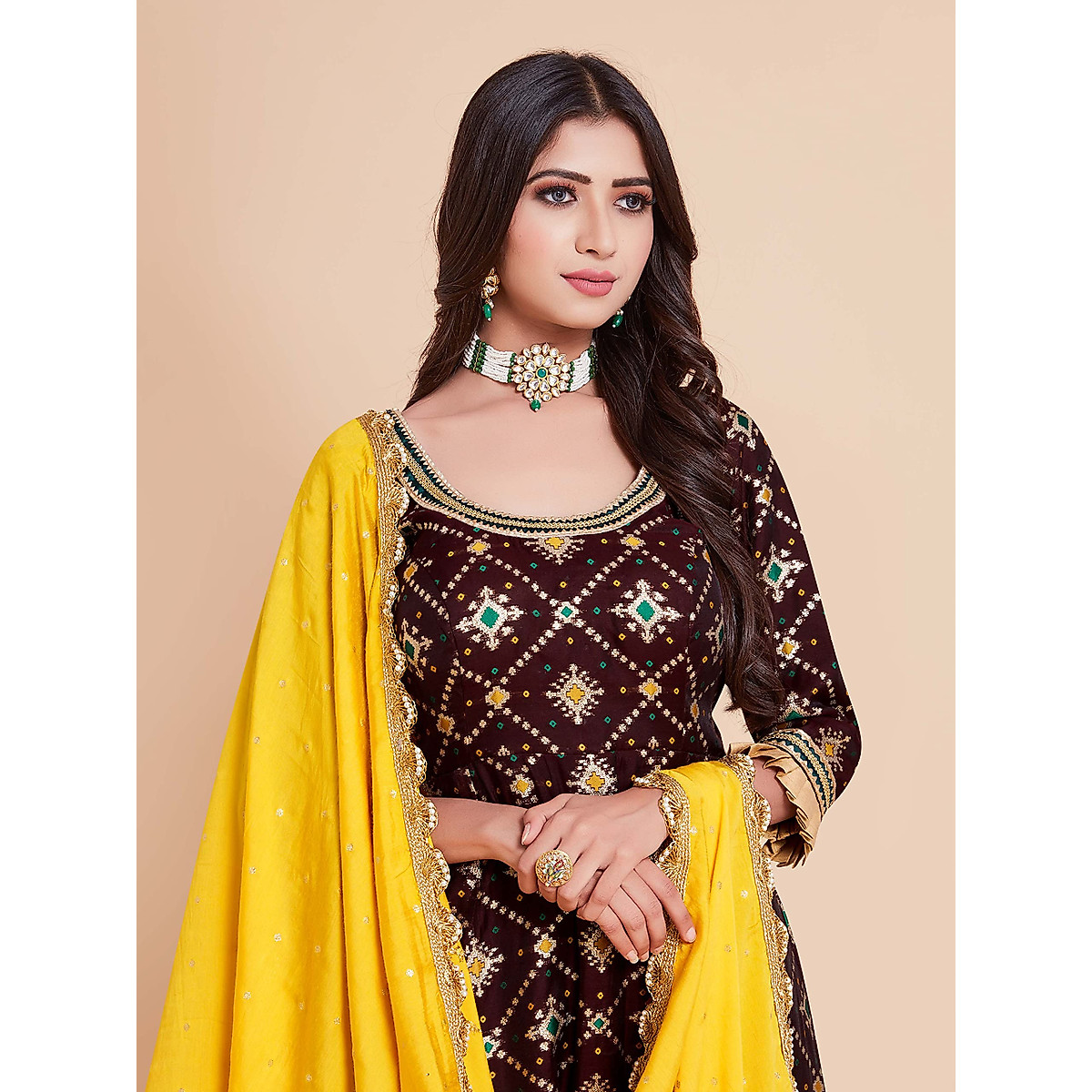 Indian Kurti for Womens Dupatta | Art Silk Woven Kurta Kurtis Tunic For Women Purple