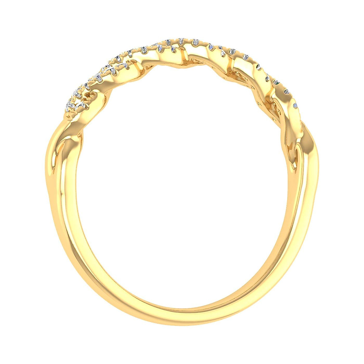 1/10 Carat Twisted Diamond Wedding Band Ring in 10k Yellow Gold (Ring Size 11)