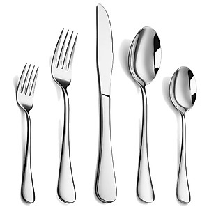 Silverware Set, 20-Piece Stainless Steel Flatware Cutlery Set Service for 4, Include Knife/Fork/Spoon, Mirror Polished and Dishwasher Safe