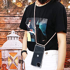 KAPUCTW Necklace Transparent Airbag Case for iPhone 12 Pro/iPhone 12 6.1"- Fashion Clear Cell Crossbody Phone Mobile Cover Holder with Cord Strap Neck Lanyard Protective Shock Bumper, Black Yellow