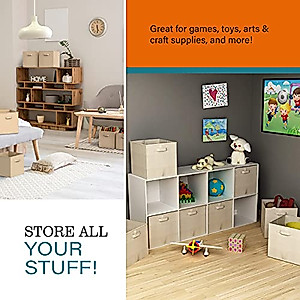 Home (Beige 6-Piece Set Bins for Shelves and Foldable Storage Cubes, Office, and Nursery Complete, (L) 11.15” x (W) 10.5” x (H) 10.5