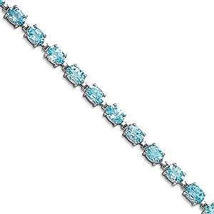 IceCarats 925 Sterling Silver Blue Topaz 6.5 inch Chain Gemstone Tennis Bracelet