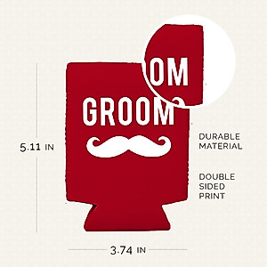 Your Dream Party Shop Groom and Grooms Squad Bachelor Party Can Coolers, Set of 12 Beer Can Coolies, Perfect Bachelor Party Decorations and as Grooms Men Gifts (Red)