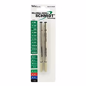 SCHMIDT 5888 Ceramic Rollerball Metal Tube Refill Broad Point 1.0mm, Black, 2 Pack Blister (SC58106)