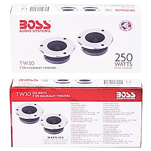BOSS Audio Systems TW30 250 Watt Per Pair, 3 Inch Bullet Car Tweeters Sold in Pairs