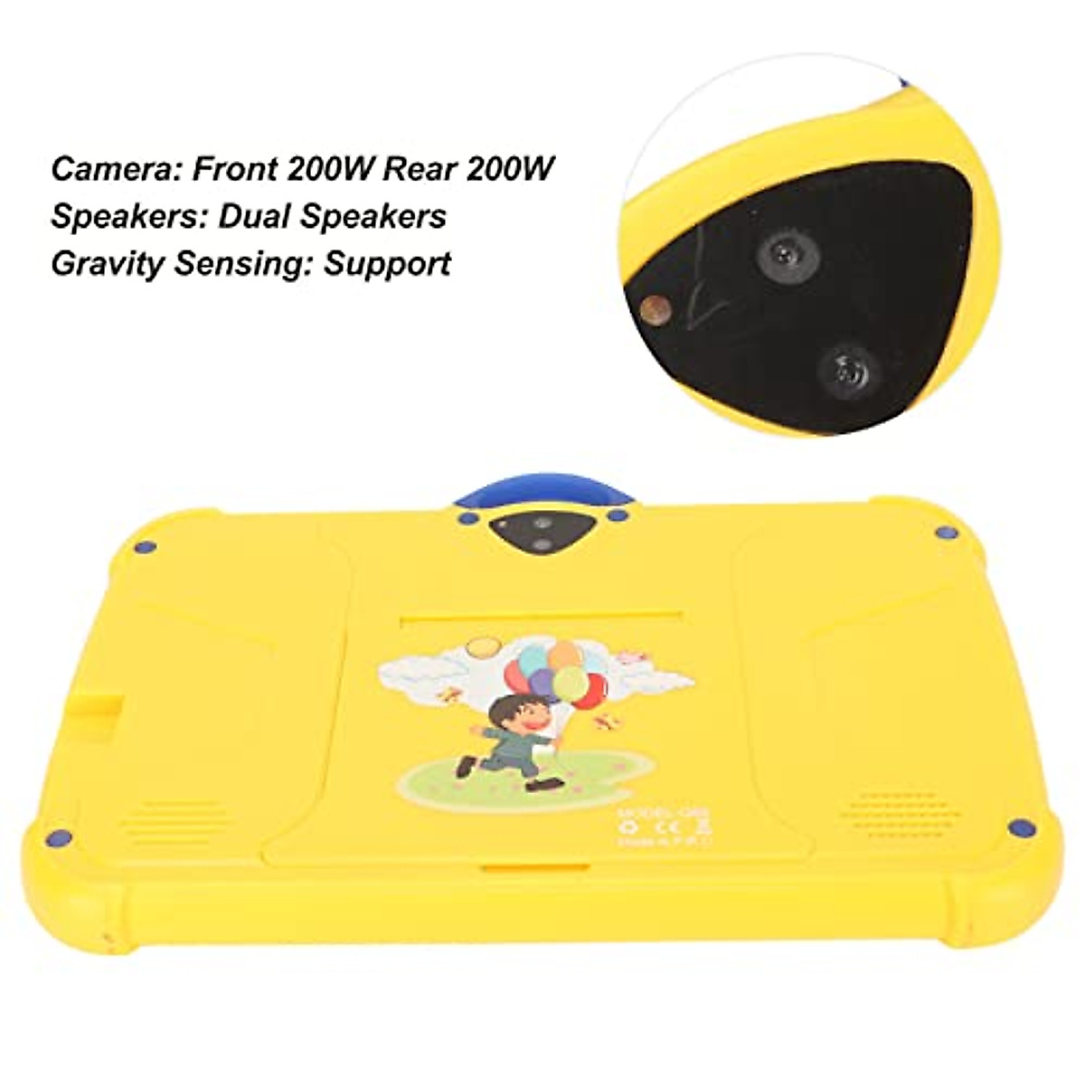 7 Inch Kids Tablet, for Android 6.0 HD Eye Protection Screen Tablet 1GB RAM 8GB ROM, 2MP 2MP Dual Cameras, Bluetooth Learning Toddler Tablet with Stand Protective Case(Yellow)
