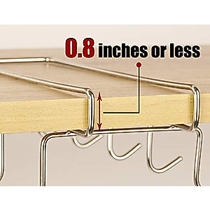 bafvt Coffee Mug Holder - 304 Stainless Steel Cup Rack Under Cabinet, 10Hooks, Fit for The Cabinet 0.8" or Less