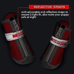 QUMY Dog Shoes for Small Dog, Puppy Dog Boots & Paw Protectors for Winter, Summer Hot Pavement, Waterproof in Rainy Weather, Ourdoor Walking, Indoor Hardfloors Skid-Resistant Soles Size 2 Red