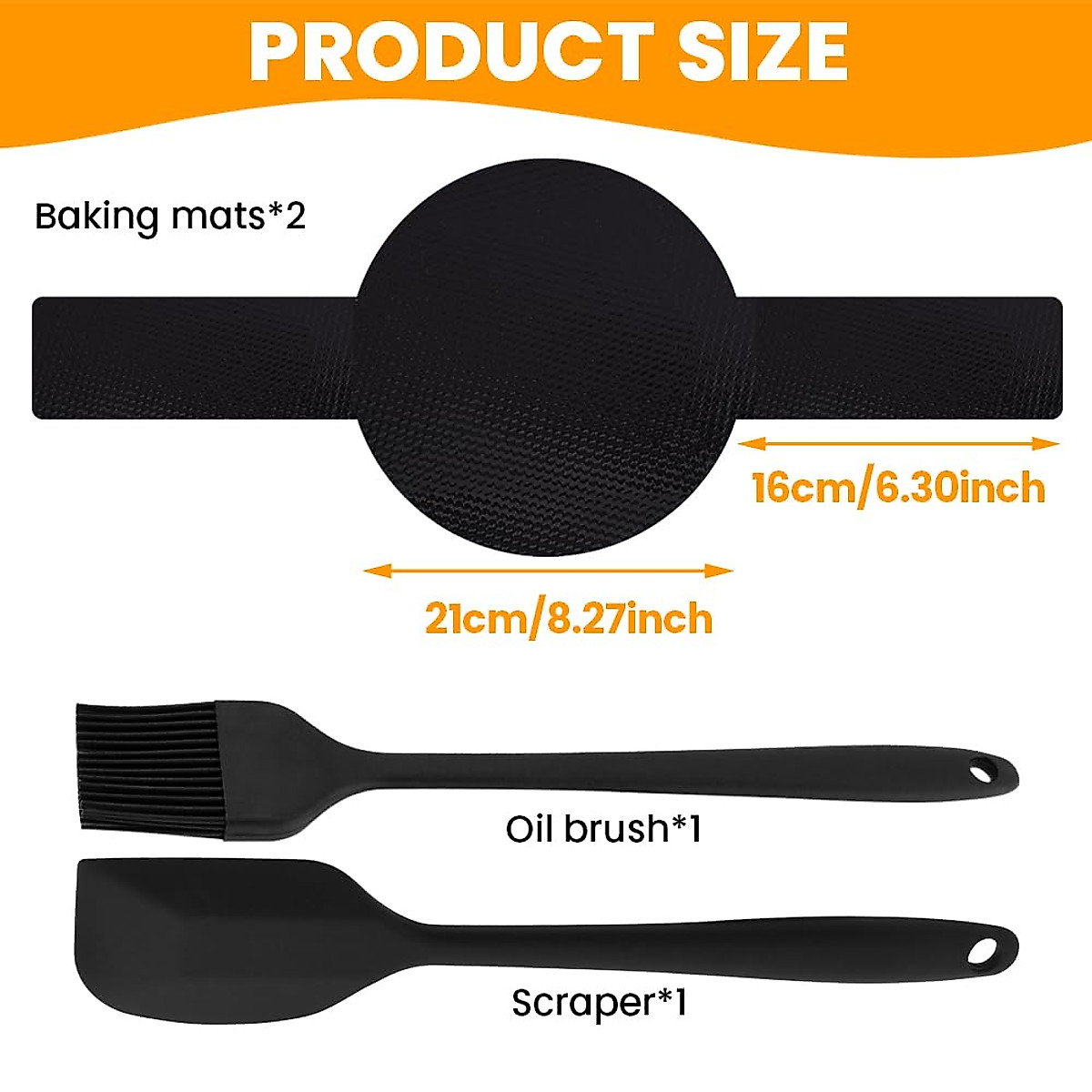 2pcs Baking Mats for Dutch Oven, Reusable Non-stick Silicone Bread Sling with Measurement, Long Handle Baking Mat, Oil Brush and Scraper for Making Bread