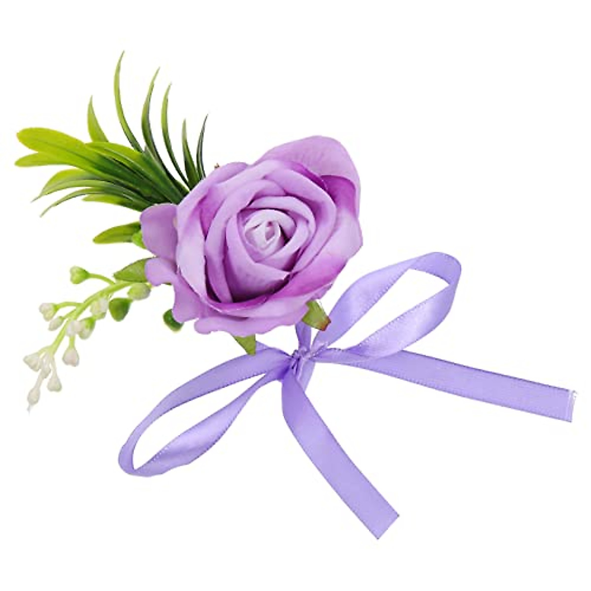 Abaodam 4pcs Wrist Flower Bridesmaid Bracelets Wedding Decorations Wrist Corsage Bride Wristband Decors Bride Wrist Flower Wedding Corsage Wristlet Wedding Supplies Purple The Flowers Lace