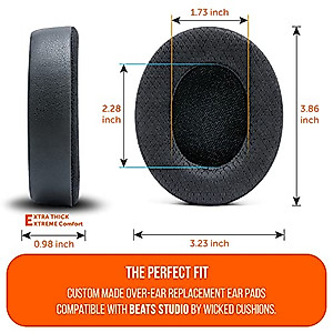 WC Freeze Studio - Cooling Gel Ear Pads for Beats Studio 2 & 3 (B0501, B0500) Wired & Wireless | Does NOT Fit Beats Solo | Enhanced Foam, Stronger Adhesive, Cooler for Longer | Black