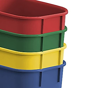 Acrimet Wastebasket Bin for Recycling 13QT (Made of Plastic) (Metal/Yellow, Paper/Blue, Glass/Green, Plastic/Red) (Set of 4)