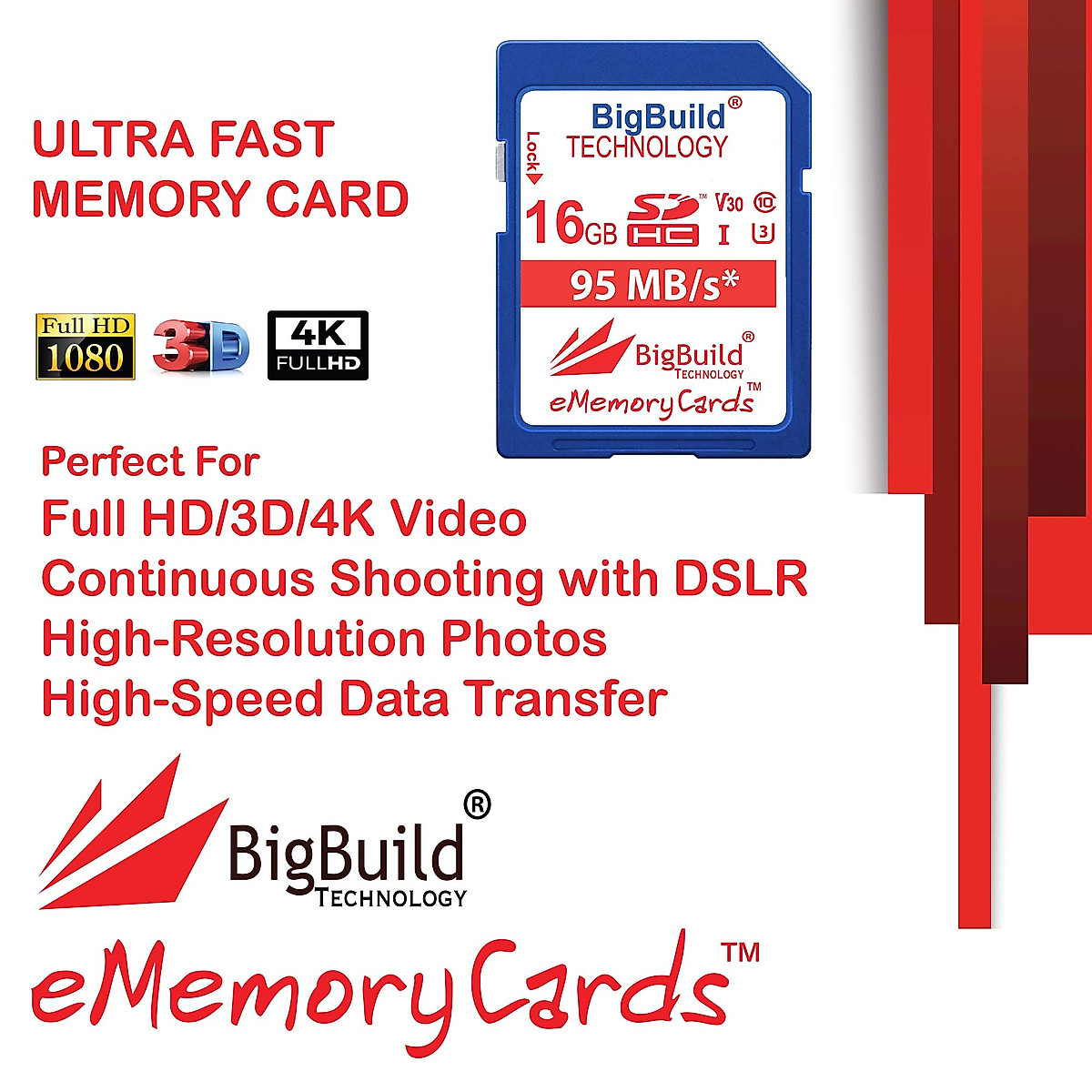 BigBuild Technology 16GB UHS-I U3 95MB/s Memory Card for Canon PowerShot SX420 is, SX430 is, SX520 HS, SX530 HS, SX540 HS, SX60 HS, SX610 HS, SX620 HS, SX710 HS, SX720 HS, SX730 HS, SX740 HS Camera