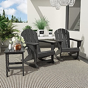 WO Home Furniture Patio Rocking Chair Set of 3 PCS Classic Outdoor Adirondack Rocker Chairs & Table (Grey)