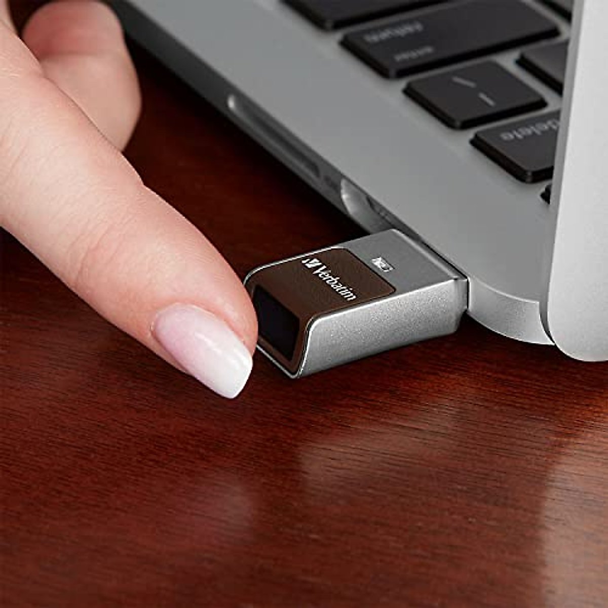 32GB Fingerprint Secure USB 3.0 Flash Drive with AES 256 Hardware Encryption – Silver